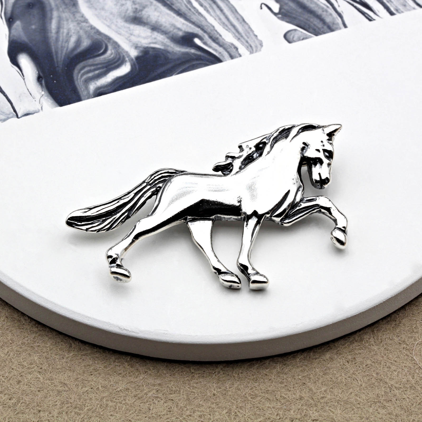 Sterling Silver Prancing Horse Brooch | A Touch of Silver
