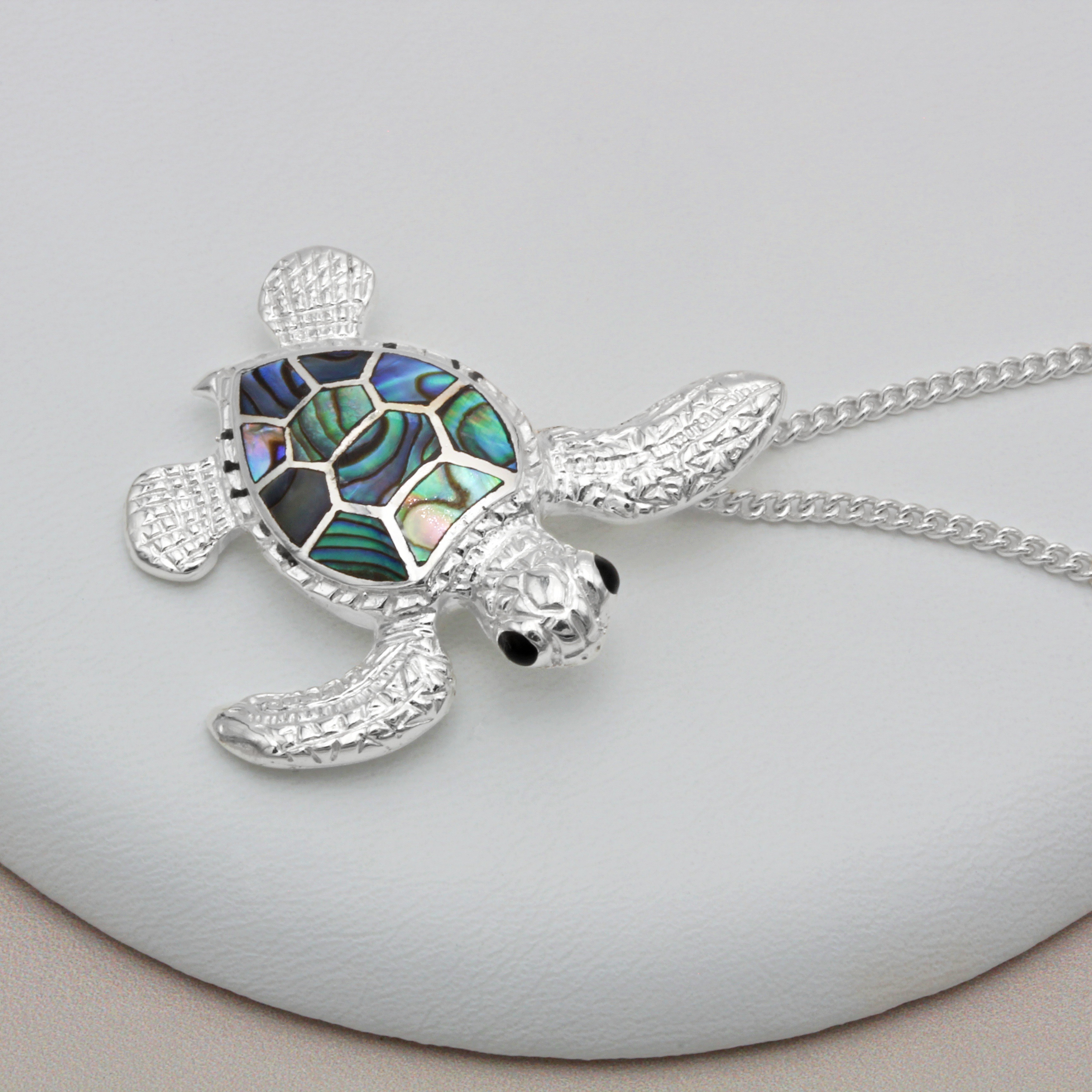 Sterling Silver and Abalone Shell Turtle Necklace | A Touch of Silver
