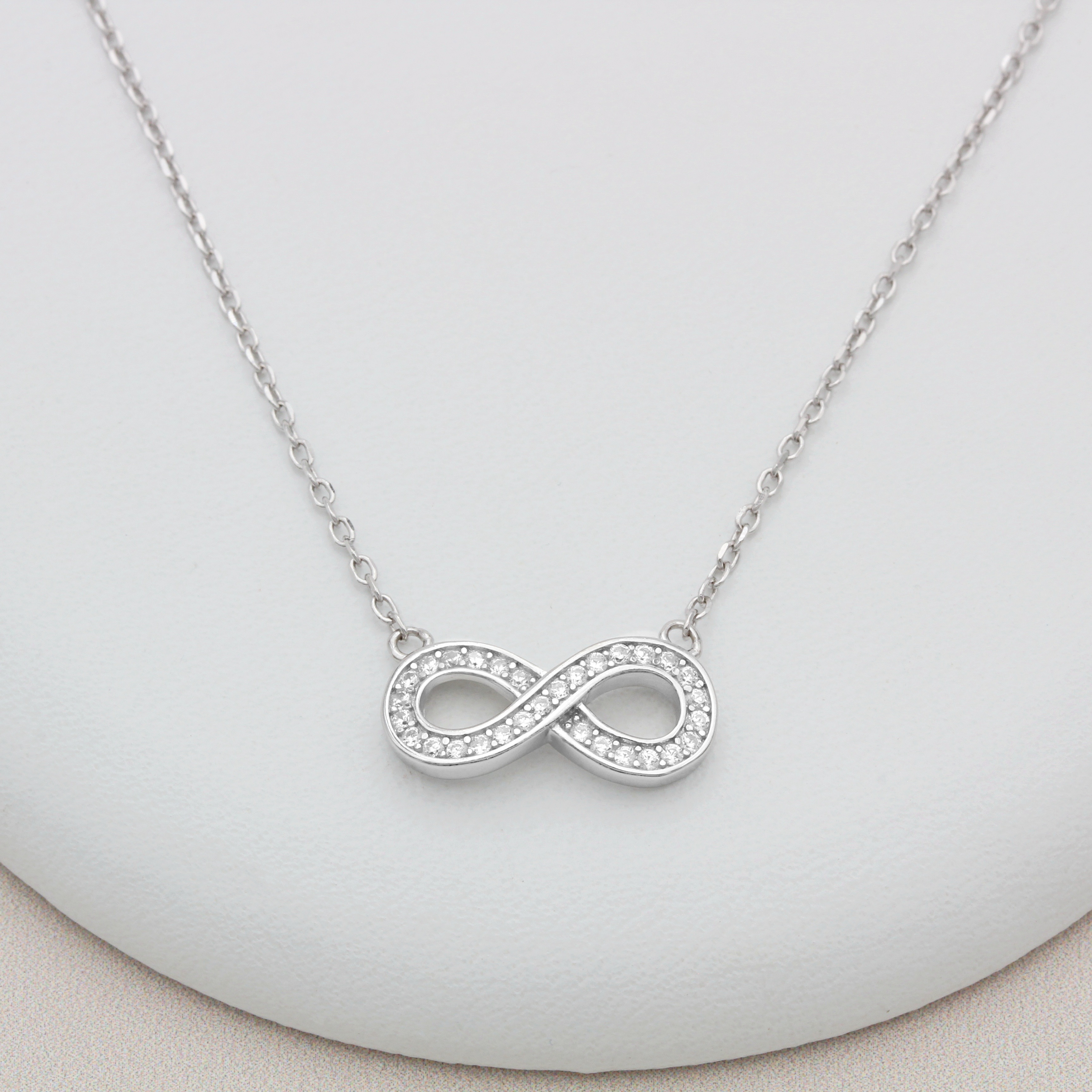 Sterling Silver and Cubic Zirconia Infinity Necklace | A Touch of Silver