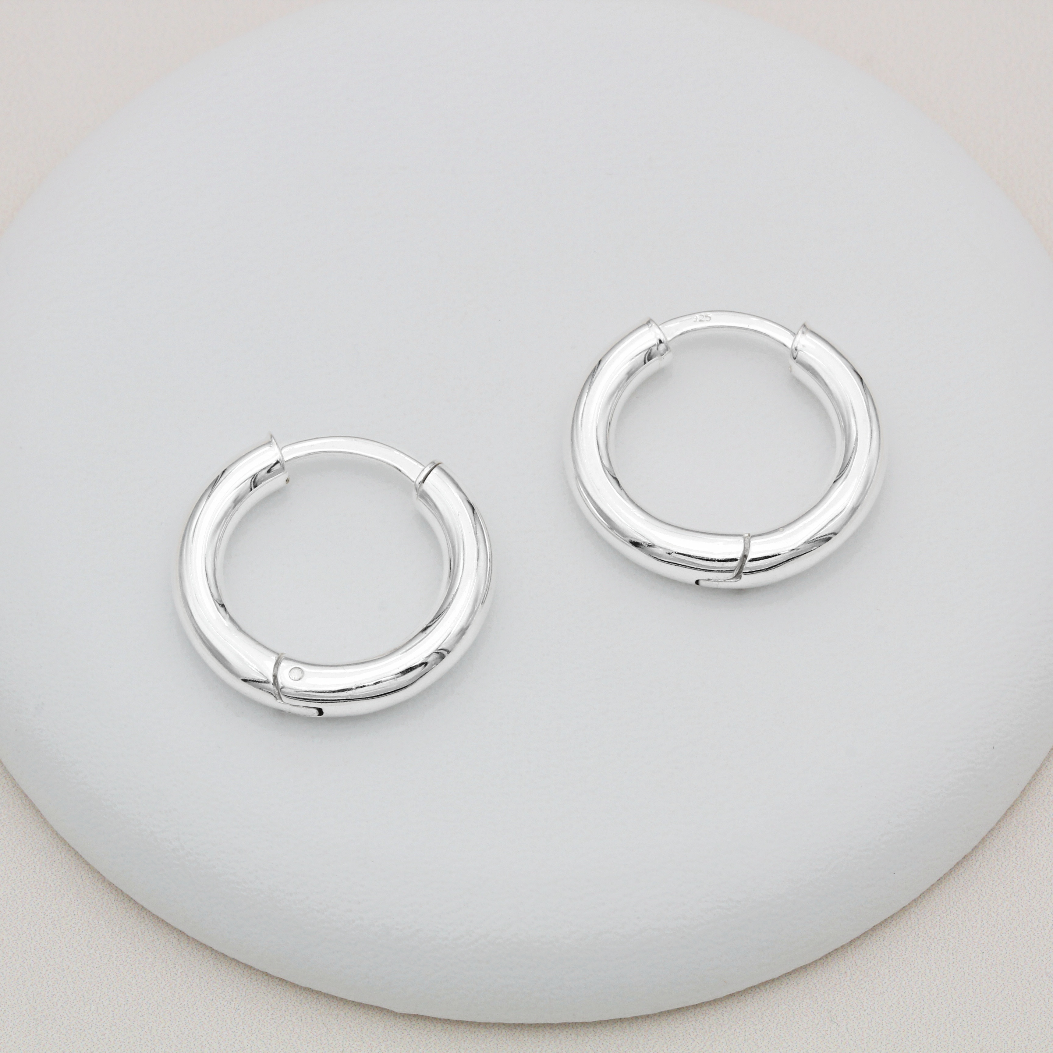 Sterling Silver Thick Hinged Plain Hoops | A Touch of Silver